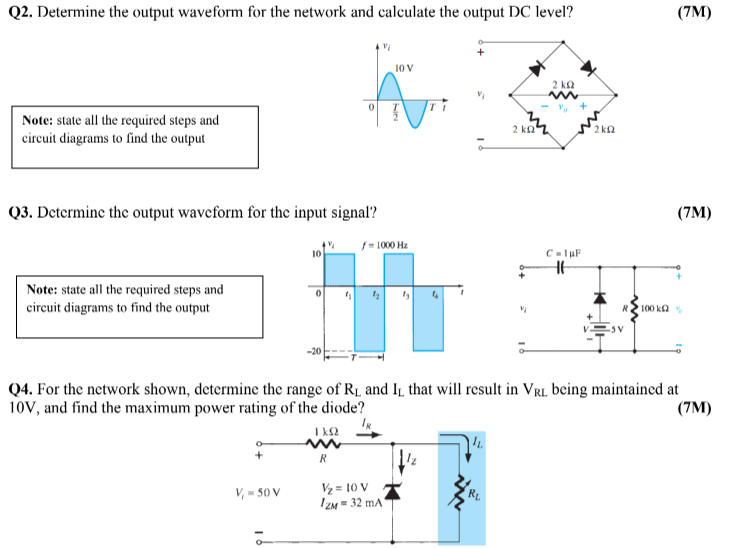 Solved Q2 Determine The Output Waveform For The Network And