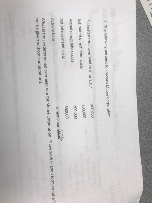 Solved 2. The following pertains to Precious Moore | Chegg.com