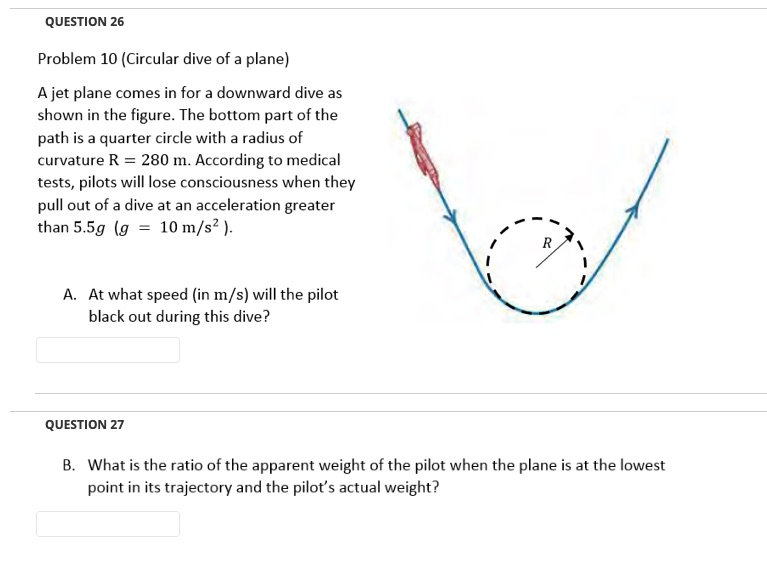 Solved QUESTION 26 Problem 10 (Circular dive of a plane) A | Chegg.com