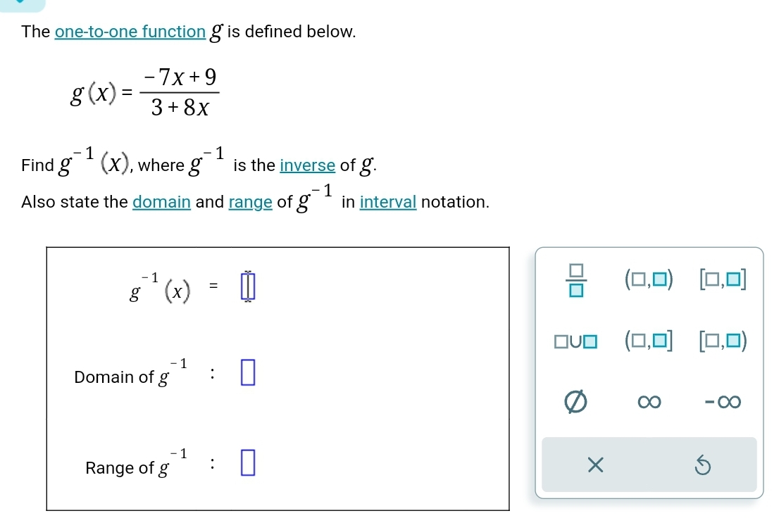 Solved The one-to-one function g ﻿is defined | Chegg.com