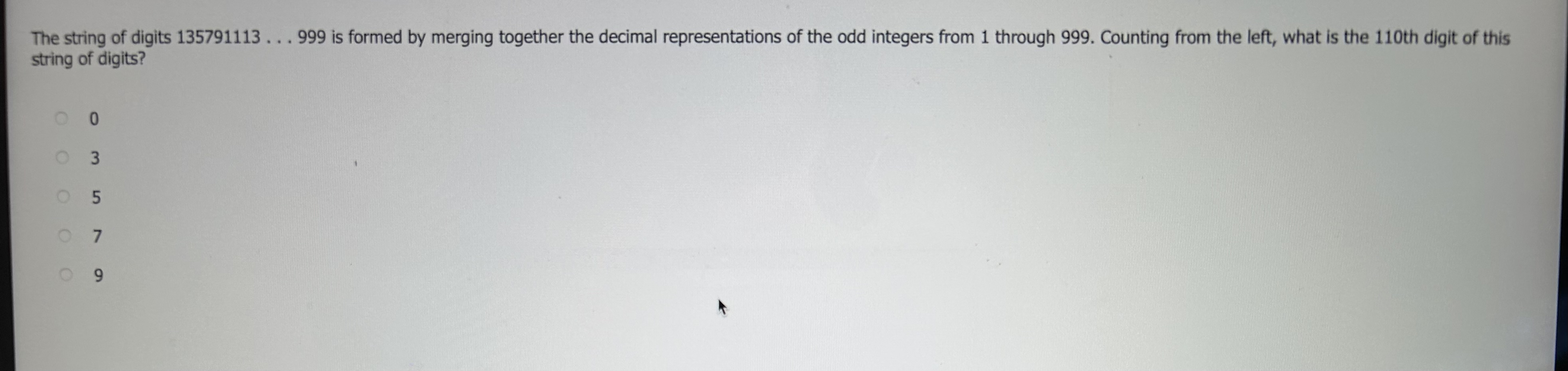 Solved The string of ﻿digits 135791113dots999 is ﻿formed by | Chegg.com