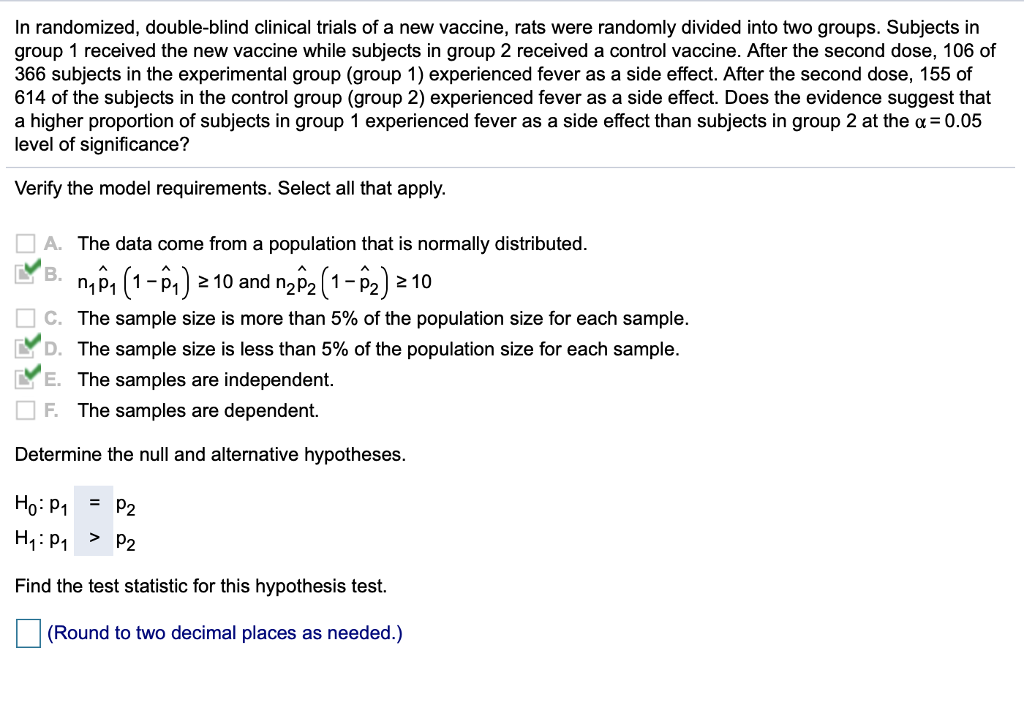 Solved In randomized, double-blind clinical trials of a new | Chegg.com