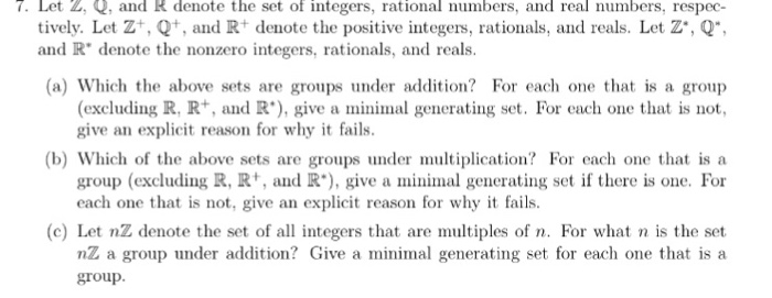 Solved Let Z, Q, and R denote the set of integers, rational | Chegg.com