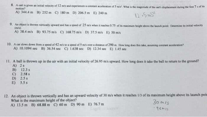 Solved cart is given an initial velocity of 12 m's and | Chegg.com