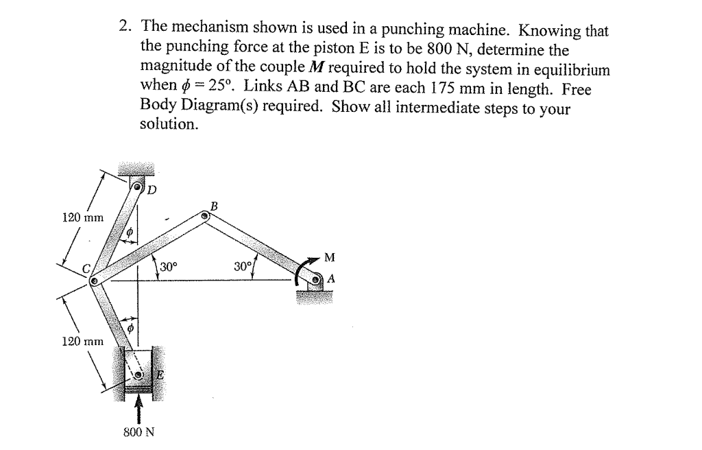Solved 2. The mechanism shown is used in a punching machine. | Chegg.com
