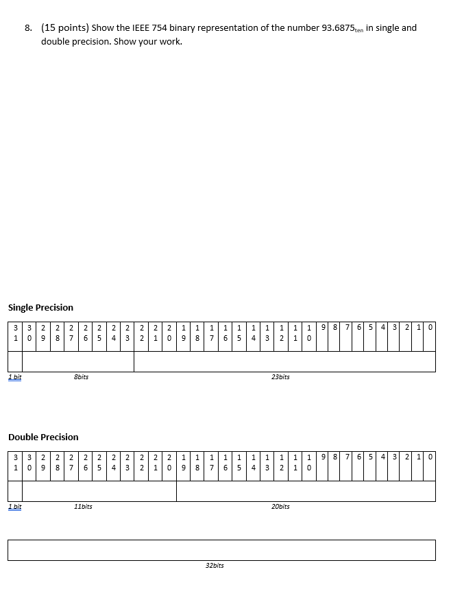 Solved 8 15 Points Show The Ieee 754 Binary 