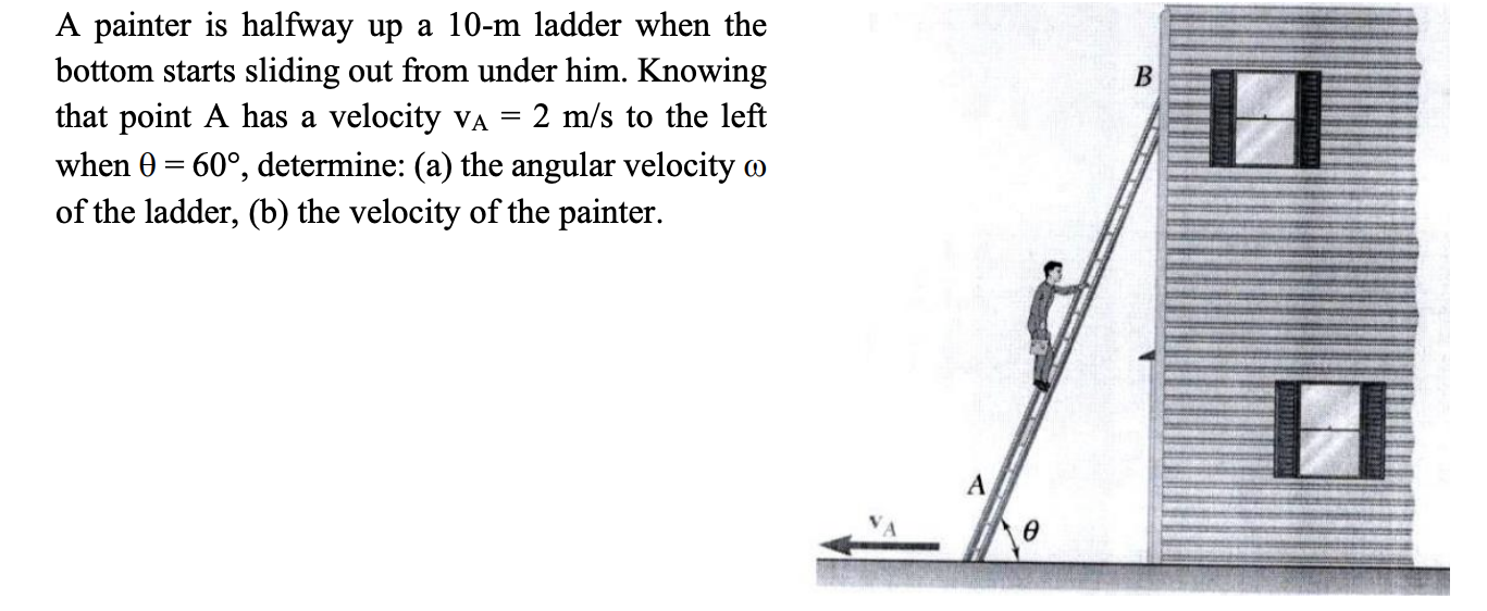 Solved A painter is halfway up a 10−m ladder when the bottom | Chegg.com