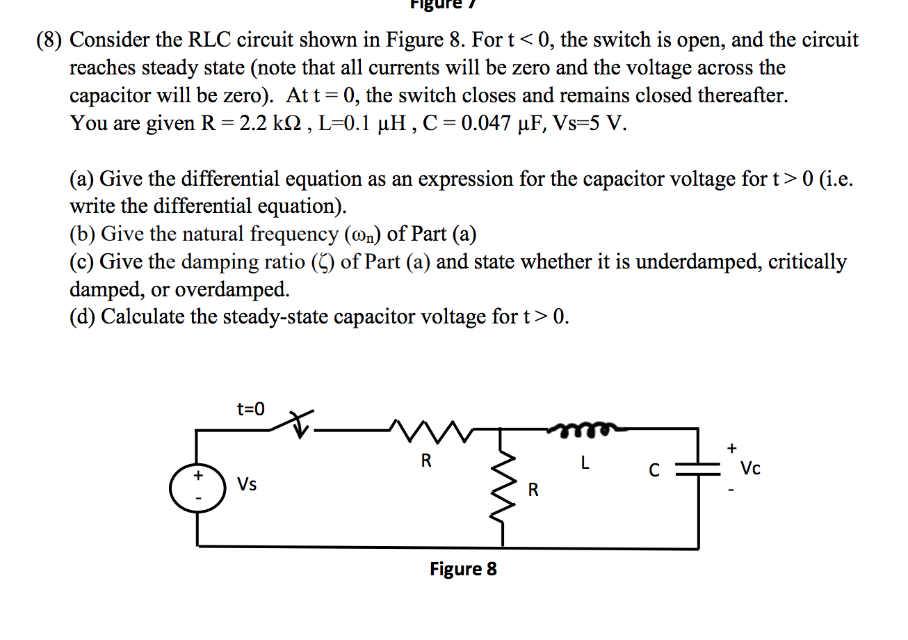 Solved Figure (8) Consider the RLC circuit shown in Figure | Chegg.com