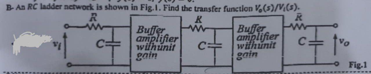 Solved B- An RC ladder network is shown in Fig. 1. Find the | Chegg.com