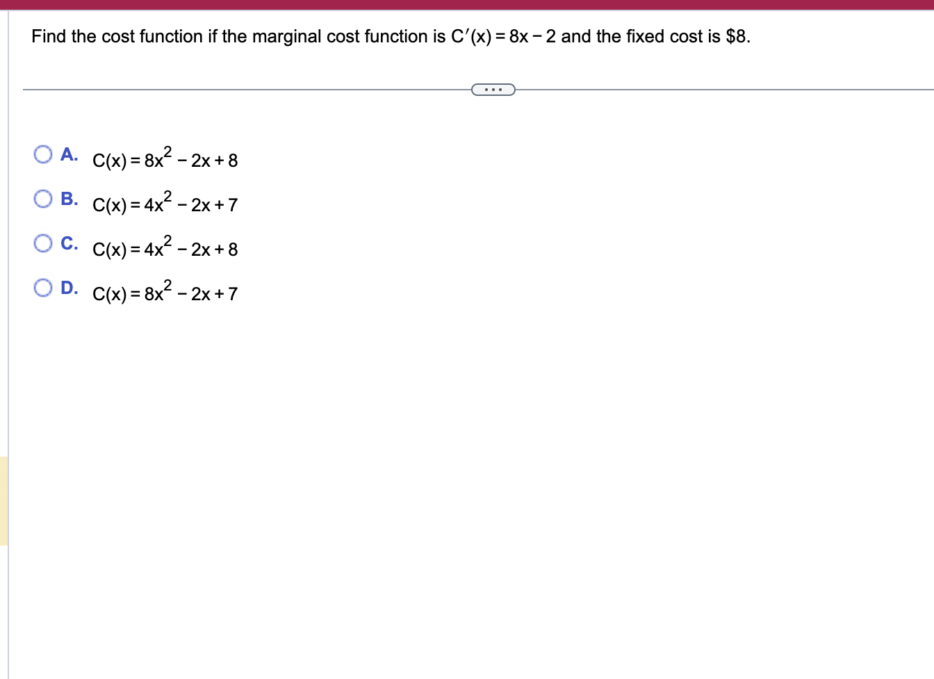 Solved Find The Cost Function If The Marginal Cost Function 7942