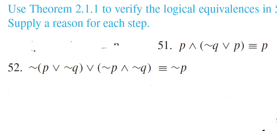 Solved Use Theorem 2.1.1 to verify the logical equivalences | Chegg.com