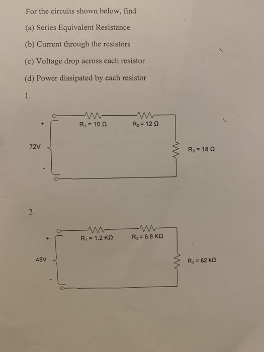 Solved For the circuits shown below, find (a) Series | Chegg.com