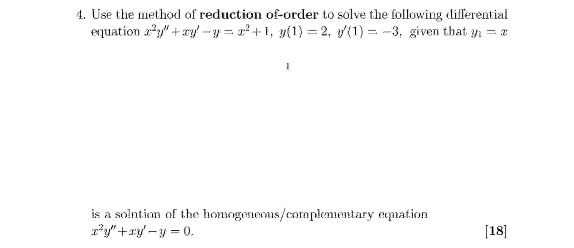 Solved Use the method of reduction of-order to solve the | Chegg.com
