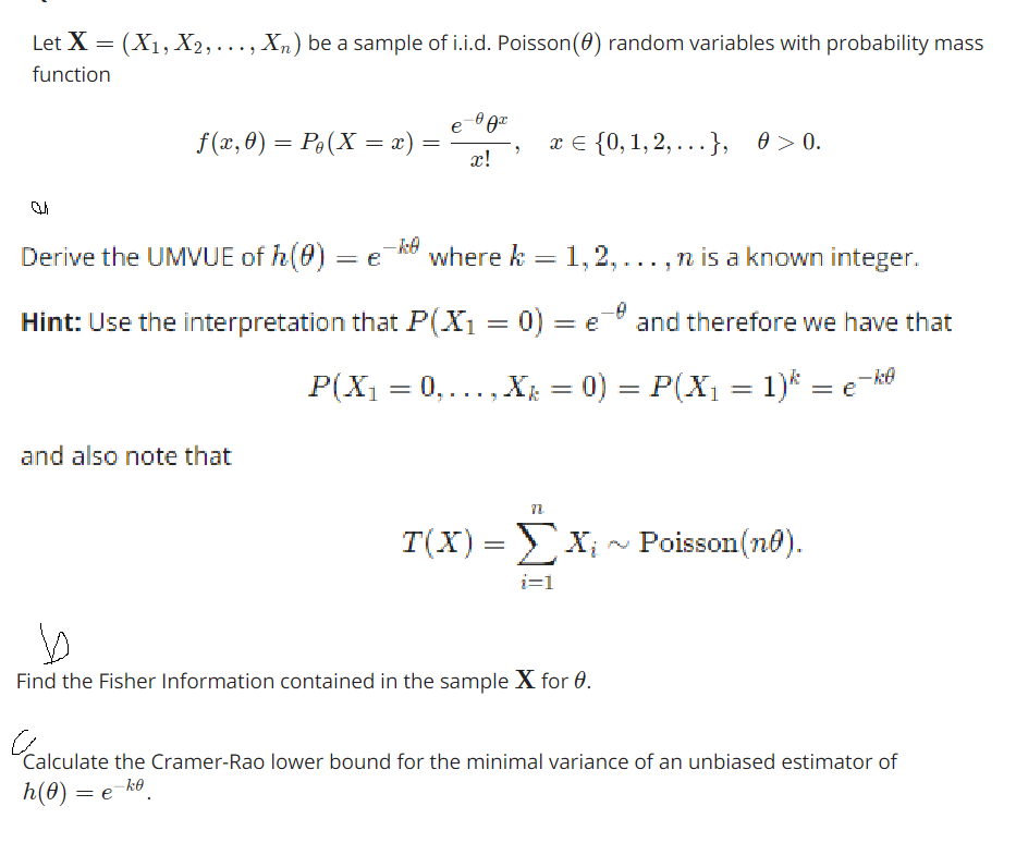Solved Let X = (X1, X2, ..., Xn) be a sample of i.i.d. | Chegg.com