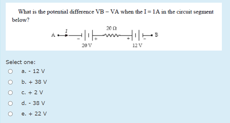 Solved What is the potential difference VB - VA when the | Chegg.com
