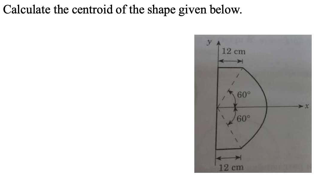 Calculate the centroid of the shape given below. | Chegg.com