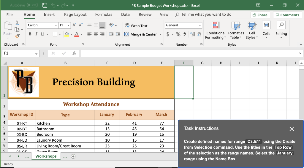 Solved AutoSave Off s PB Sample Budget Workshops.xlsx - | Chegg.com