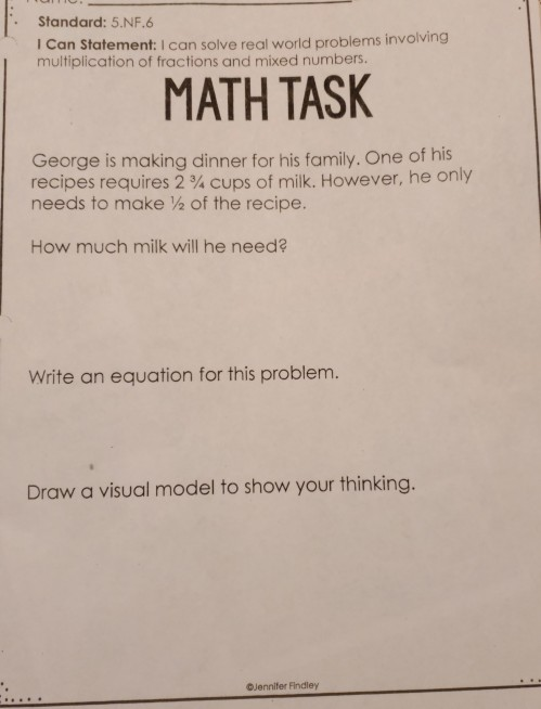 Solved Standard: 5.NF.6 I Can Statement: I can solve real | Chegg.com