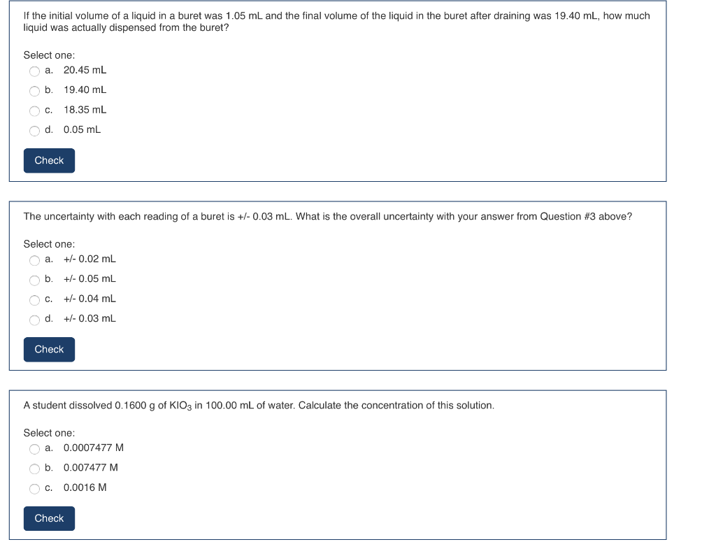 [Solved]: If the initial volume of a liquid in a buret was