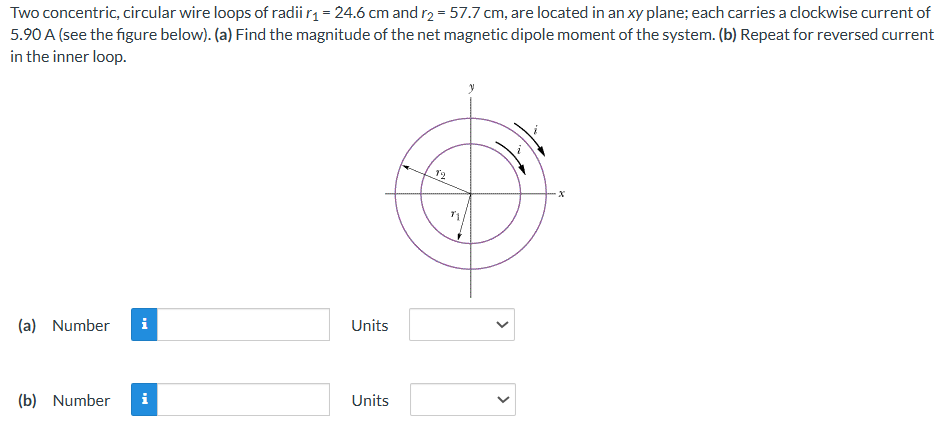 Solved Two concentric, circular wire loops of ﻿radii | Chegg.com