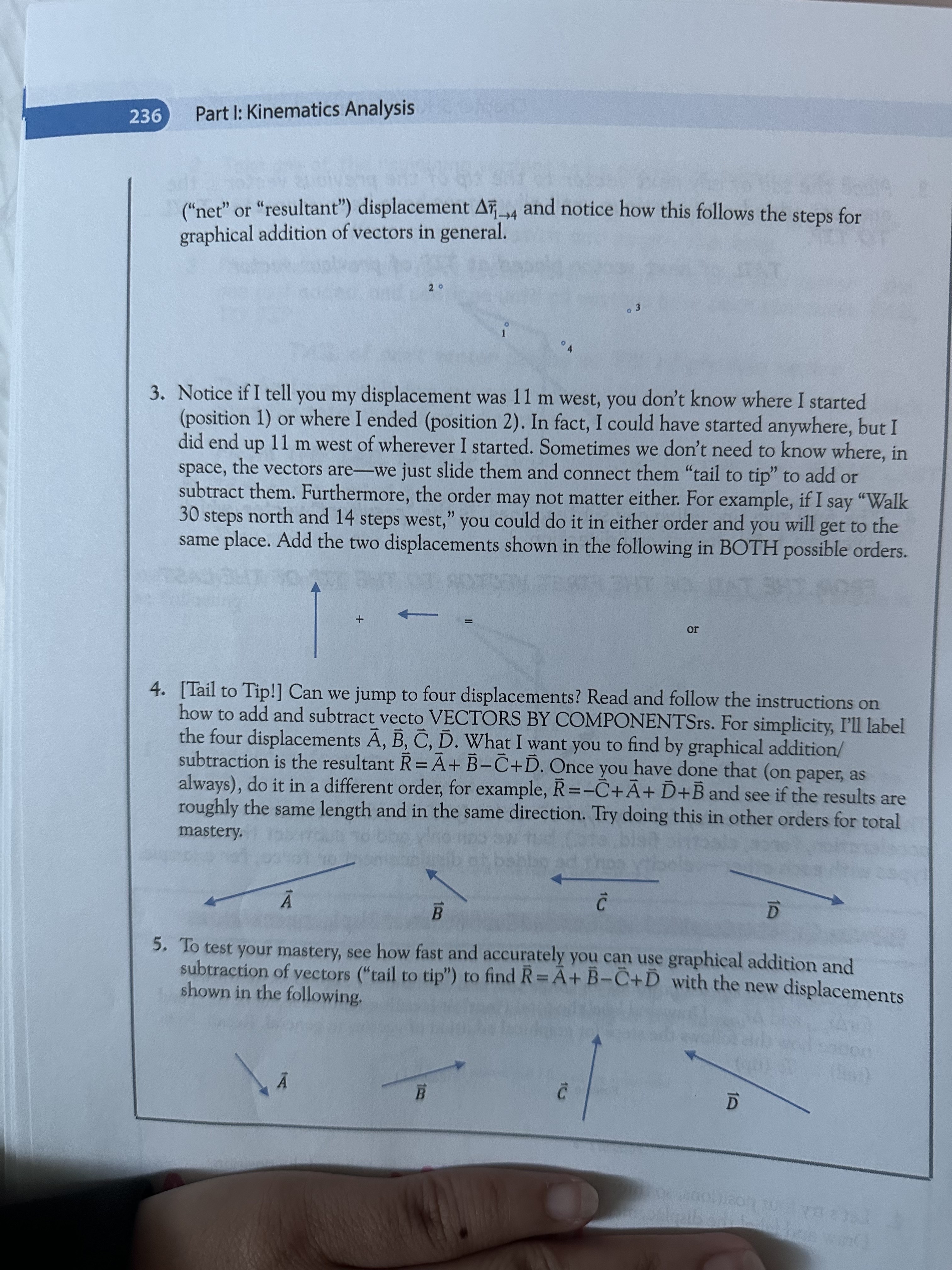 Solved ("net" or "resultant") displacement Δr1→4 and notice | Chegg.com