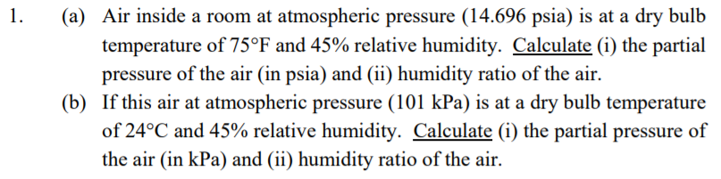 Solved 1. (a) Air inside a room at atmospheric pressure | Chegg.com