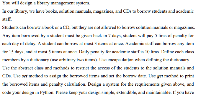 Solved You will design a library management system. In our | Chegg.com