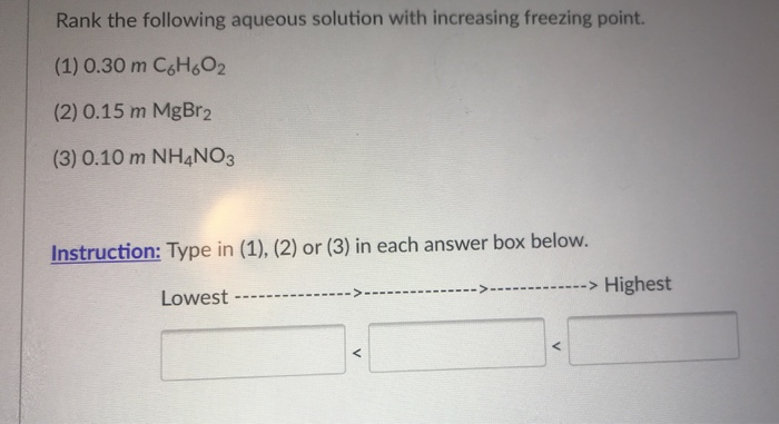 Solved Rank the following aqueous solution with increasing | Chegg.com