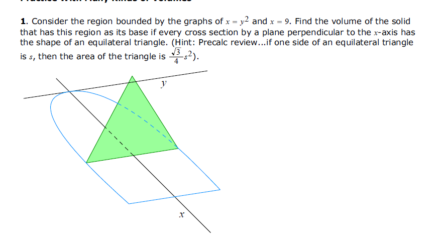 Solved 1. Consider the region bounded by the graphs of x=y2 | Chegg.com