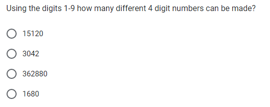 Solved Using the digits 1−9 how many different 4 digit | Chegg.com