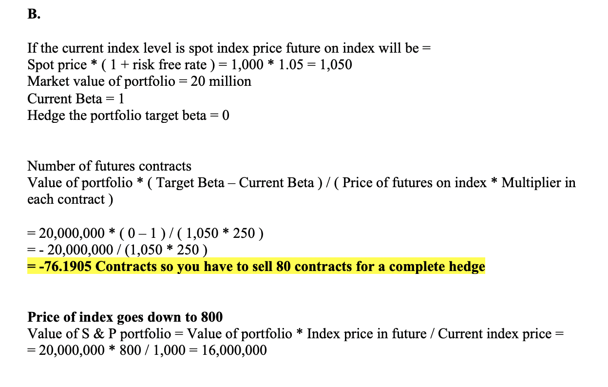 Assignment 1: Futures Pricing You manage the | Chegg.com