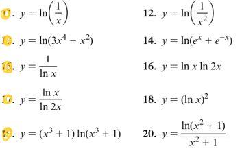 Solved 9). y=ln(x1) 12. y=ln(x21) y=ln(3x4−x2) 14. | Chegg.com