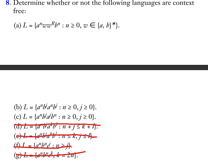 Solved 8. Determine whether or not the following languages | Chegg.com