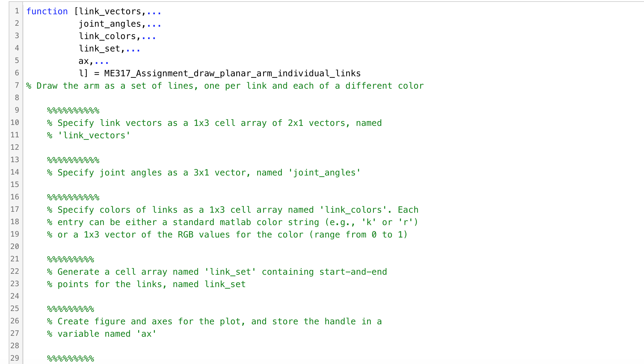 Answered: MATLAB Make a plot of a planar a 3-link arm, with