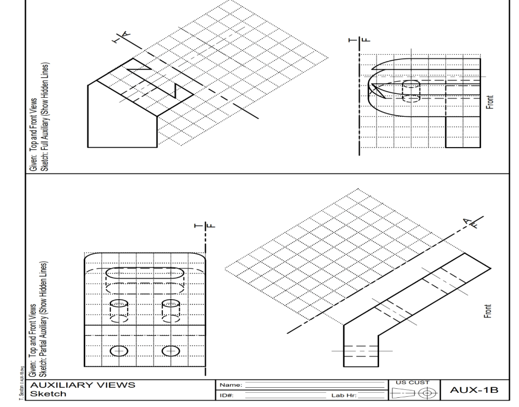 Solved Given: Top and Front Views Sketch: Partial Auxiliary | Chegg.com