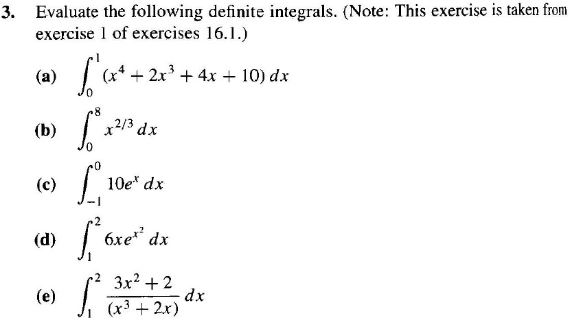 Solved 3. Evaluate the following definite integrals. (Note: | Chegg.com