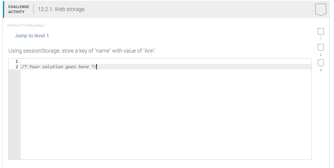 Solved Using sessionStorage, store a key of Solved Using sessionStorage, store a key of