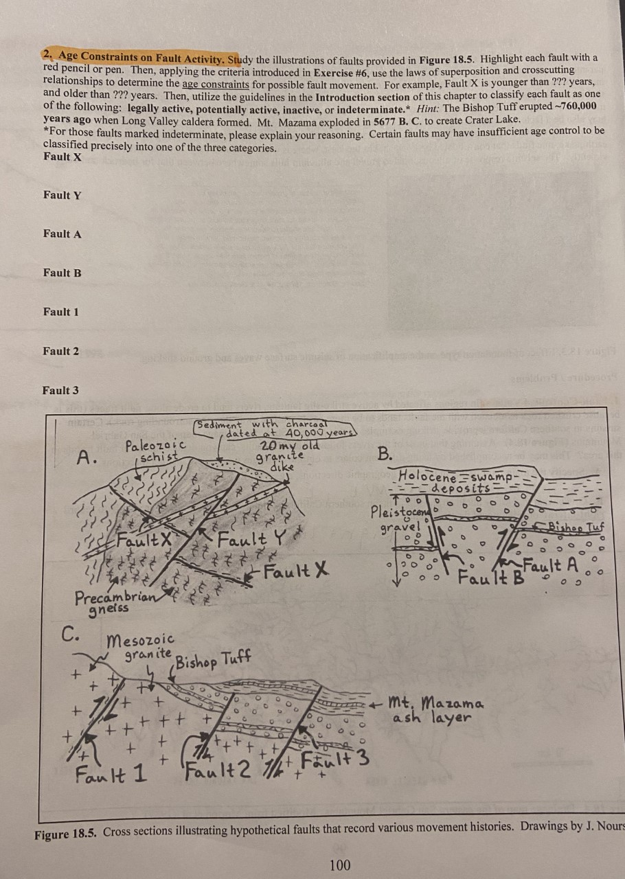 Solved 2. Age Constraints on Fault Activity. Study the | Chegg.com