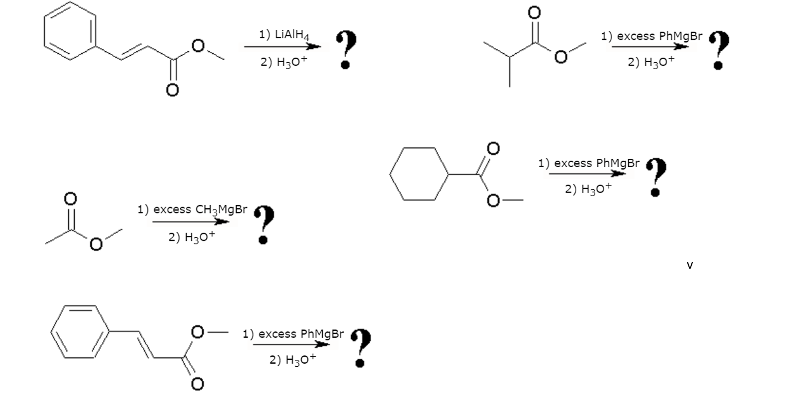Solved 1) LiAIHA 1) excess PhMgBro 2) Hgo+ 2) H3o+ 1) excess | Chegg.com