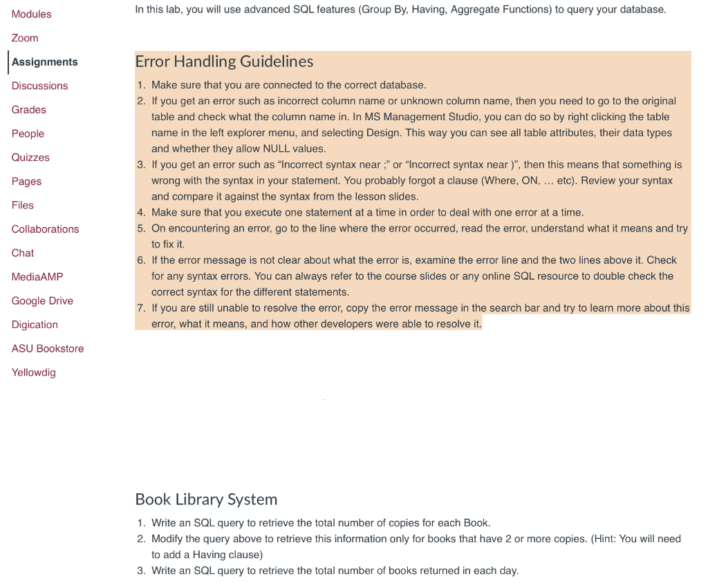 Solved Modules In this lab, you will use advanced SQL | Chegg.com