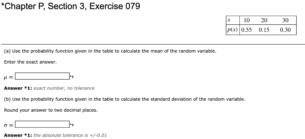 Solved *Chapter P, Section 3, Exercise 079 x10 20 p(x)0.55 | Chegg.com
