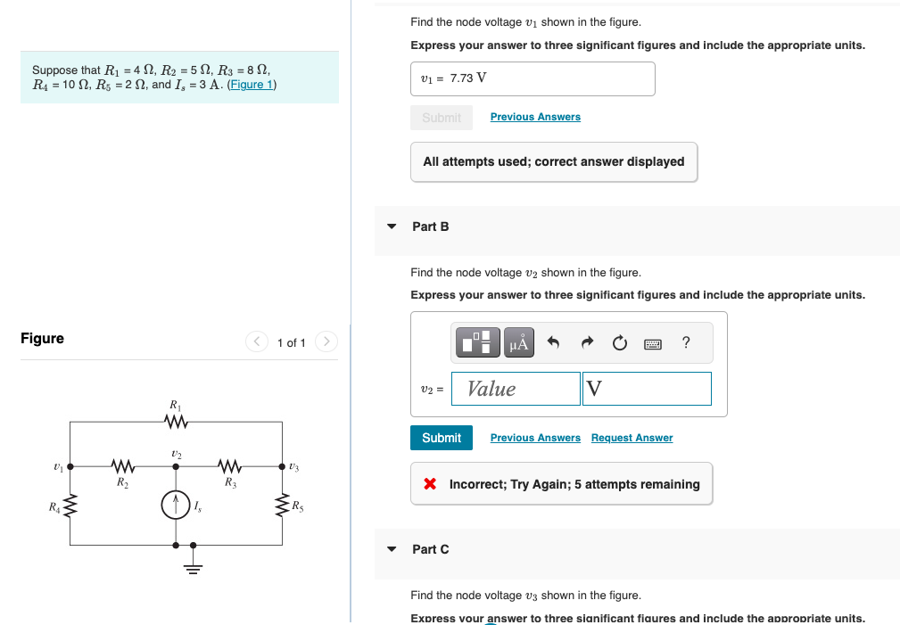 Solved Find the node voltage v1 shown in the figure. Express | Chegg.com
