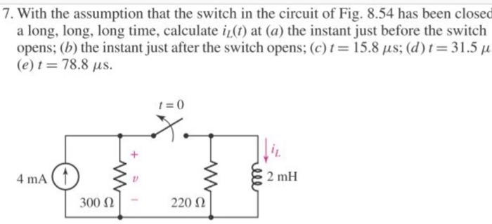 Solved 7. With the assumption that the switch in the circuit | Chegg.com