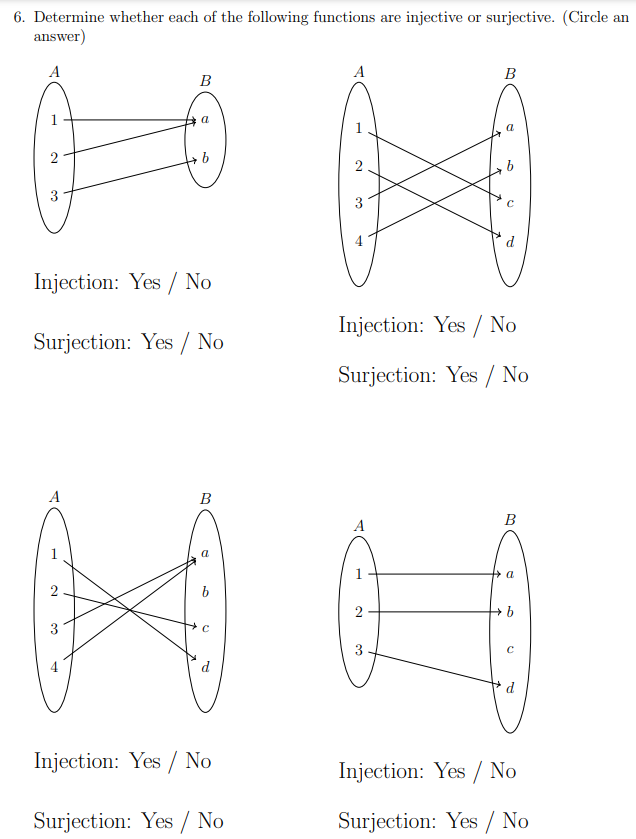 Solved 6. Determine whether each of the following functions | Chegg.com