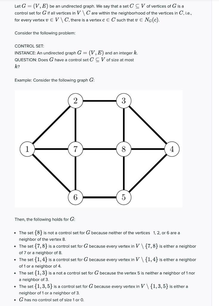 Solved Let G = (V, E) be an undirected graph. We say that a | Chegg.com