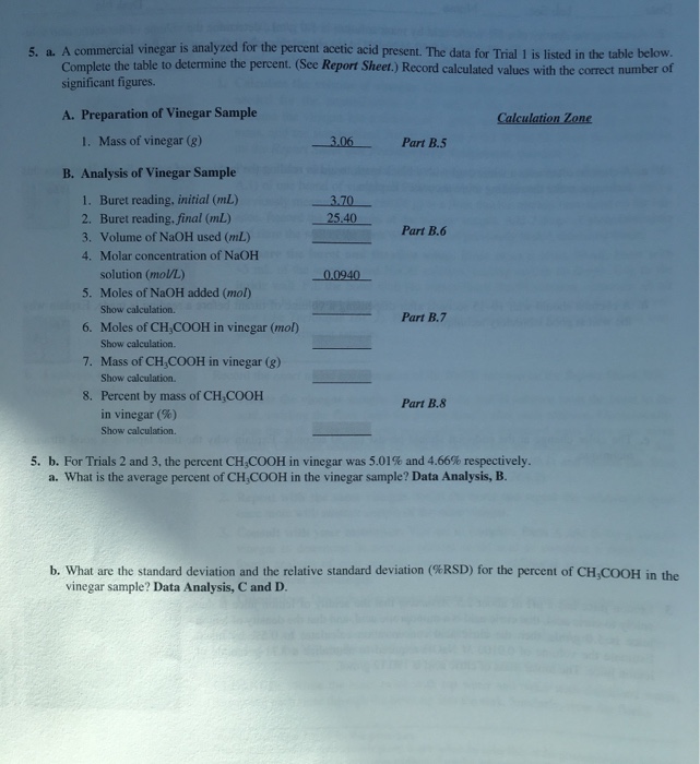 Solved Experiment 10 Prelaboratory Assignment Vinegar | Chegg.com