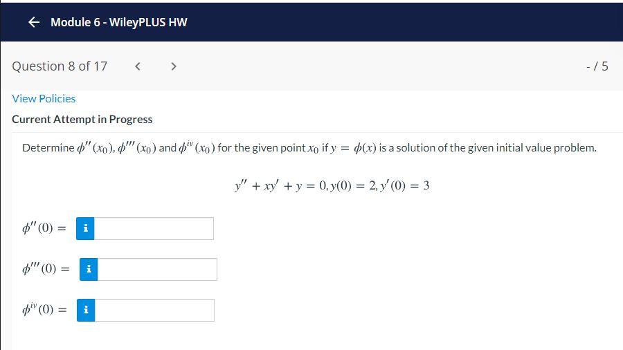 Solved + Module 6 - WileyPLUS HW Question 8 of 17 > -/5 View | Chegg.com