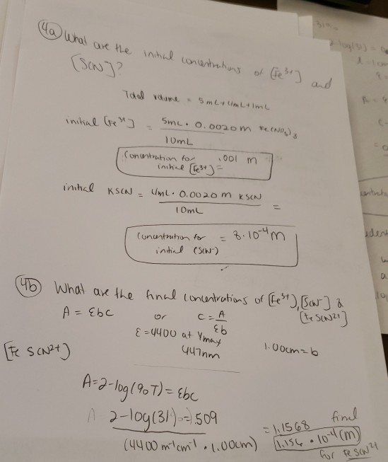 Solved 4. A student mixes 5.00 mL of 0.0020 M Fe(NO,), with | Chegg.com