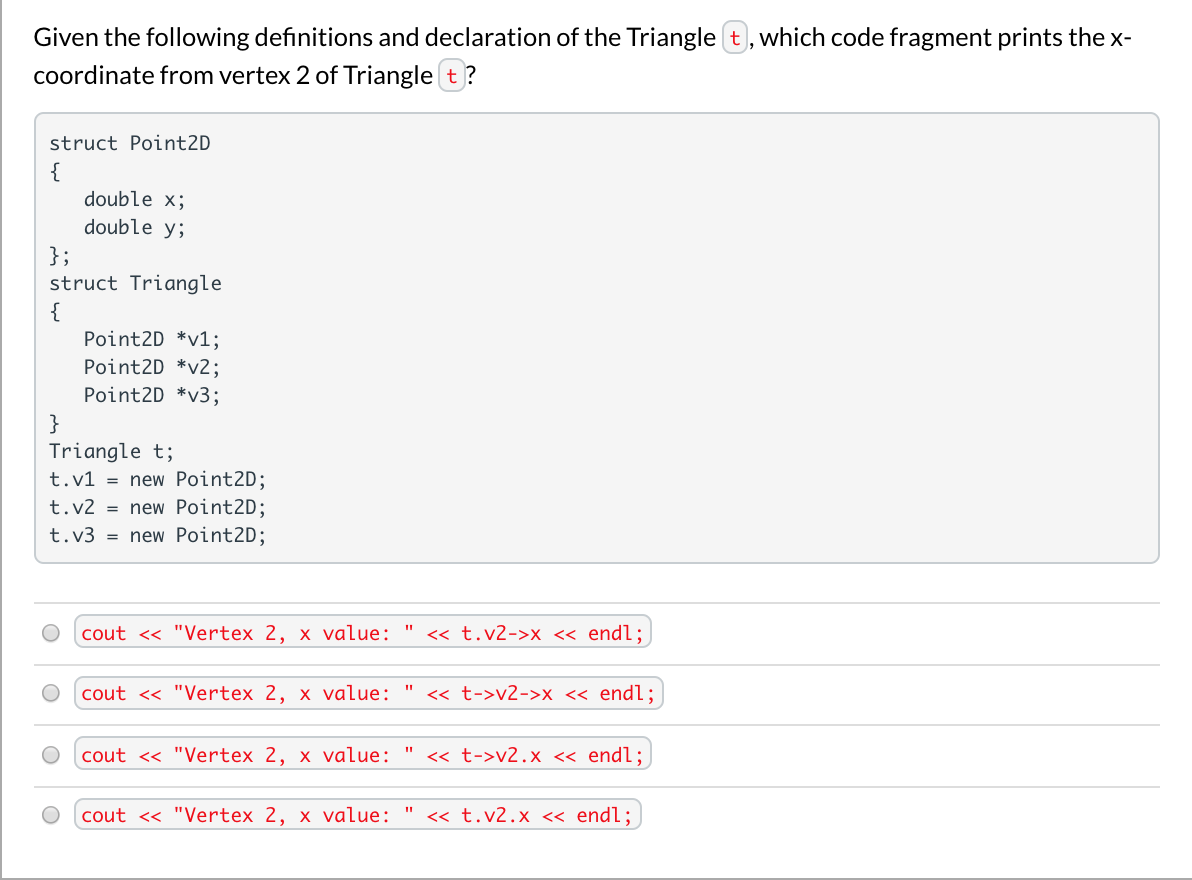 Solved Given the following definitions and declaration of | Chegg.com