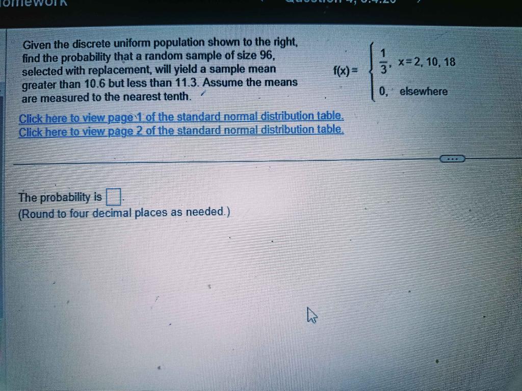 Solved Given the discrete uniform population shown to the | Chegg.com